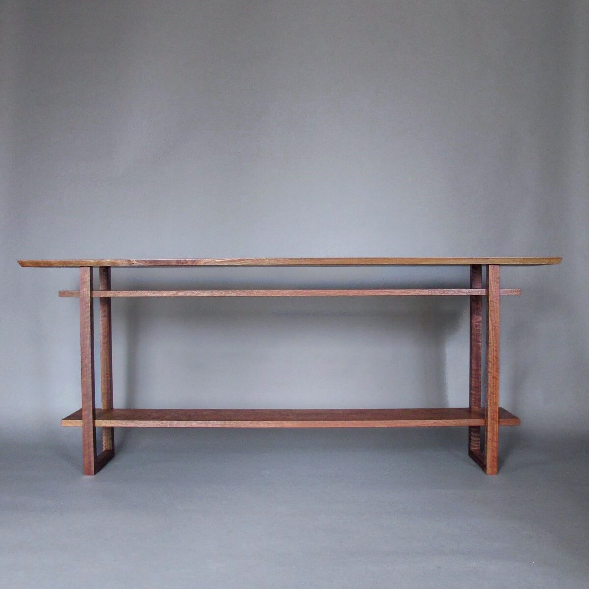 Long Thin Console Table w/ 2 Shelves | Modern Japanese Style – Mokuzai ...
