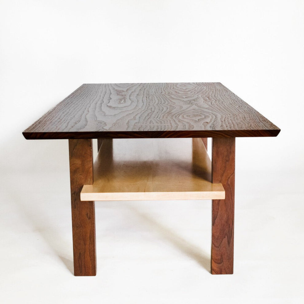 Modern Wood Coffee Table- narrow for small living rooms – Mokuzai Furniture