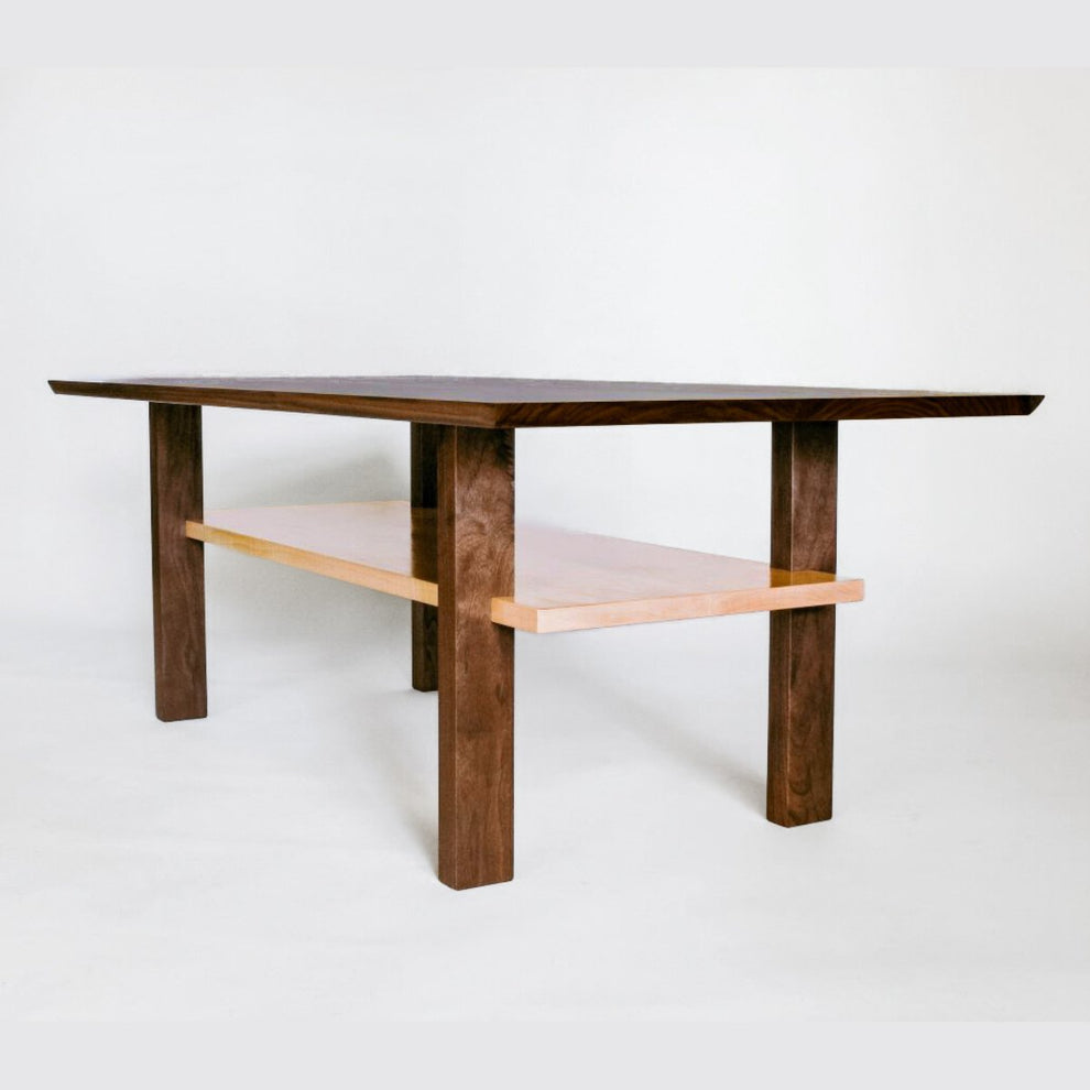 Modern Wood Coffee Table- narrow for small living rooms – Mokuzai Furniture